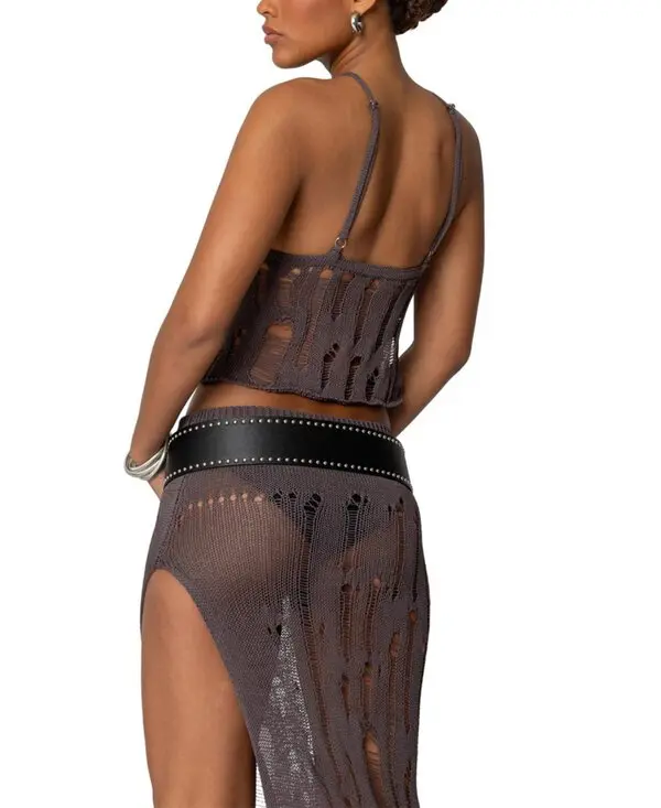 EDIKTED Jaynie Distressed Knit Top