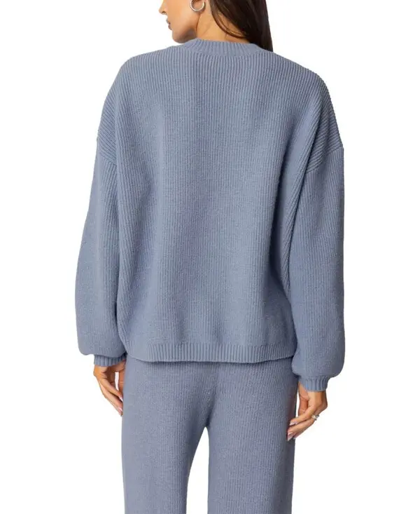 EDIKTED Kris Ribbed Knit Zip-up Sweater