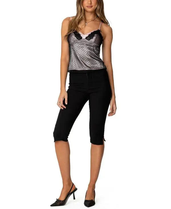 EDIKTED Janie Layered Polka Dot Mesh Top