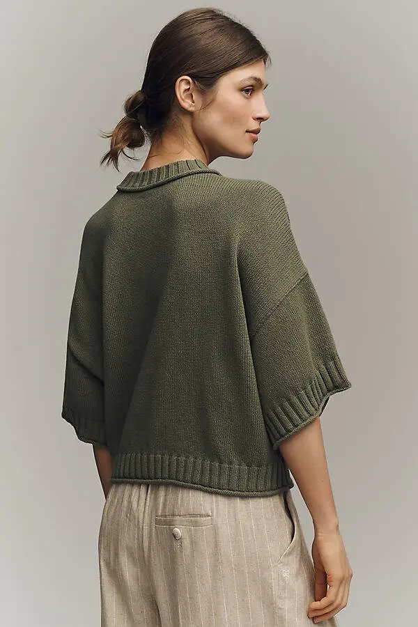 Anthropologie Goldie 100% Cotton Sweater - Olive