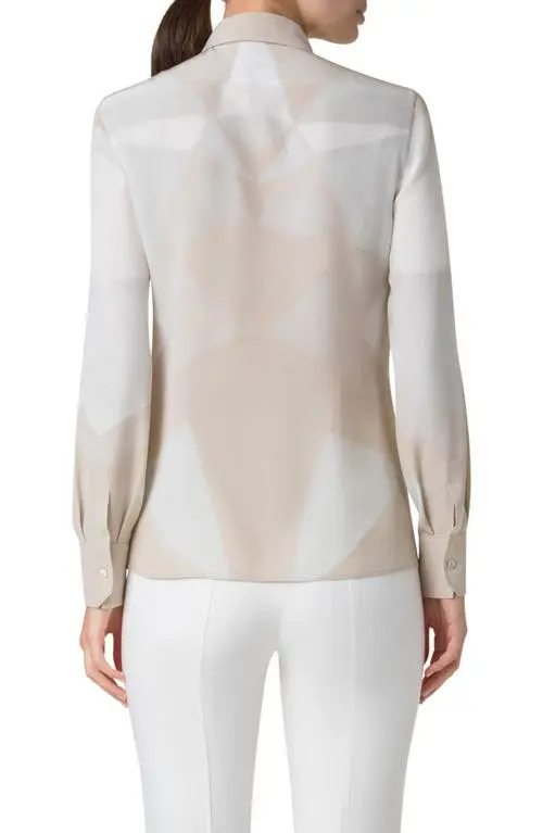 Akris Chiaroscuro Print Silk Crepe Shirt
