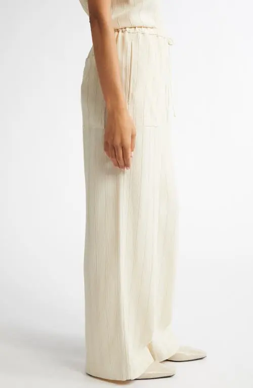 TOTEME Woven Stripe Drawstring Trousers - Ecru