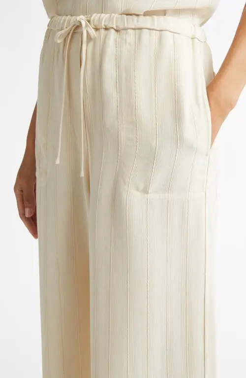TOTEME Woven Stripe Drawstring Trousers - Ecru