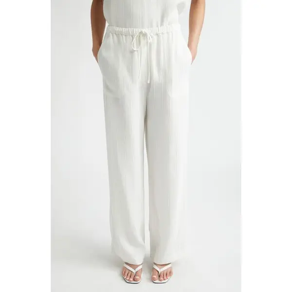 TOTEME Woven Stripe Drawstring Trousers - Meringue