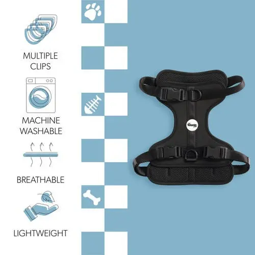 THE LICKER STORE Arlo Adjustable Soft Padded No Pull Pet Harness With 3 Buckles And 3 Leash Clips - Black