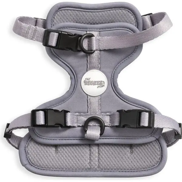THE LICKER STORE Arlo Adjustable Soft Padded No Pull Pet Harness With 3 Buckles And 3 Leash Clips - Gray