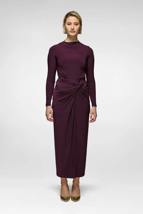DASKA Athena Twist Maxi Dress - Plum