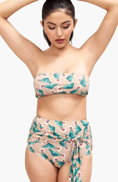 SAUIPE Giovanna Strapless Bikini Top - Cactus Print