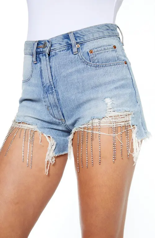 BLUE REVIVAL Embellished Denim Shorts - Angel Falls