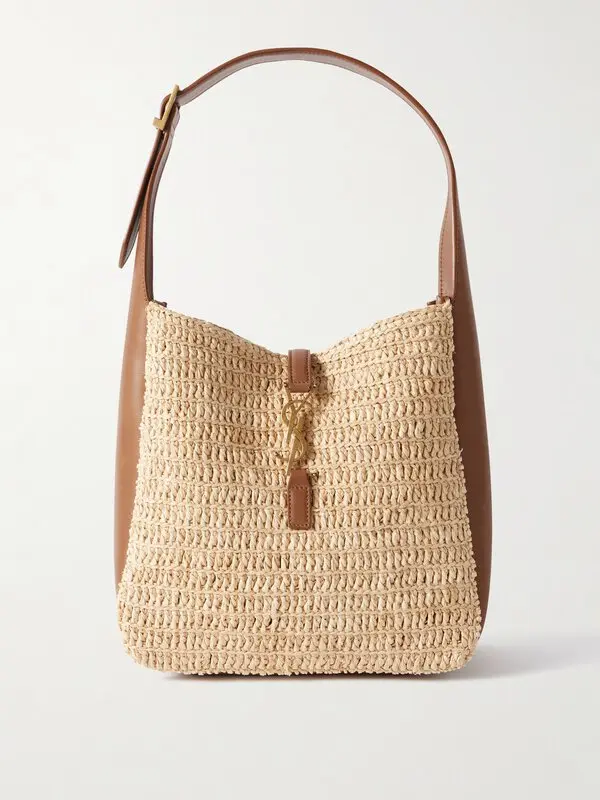 Saint Laurent Le 5 À 7 Bea Small Raffia Shoulder Bag - Neutrals