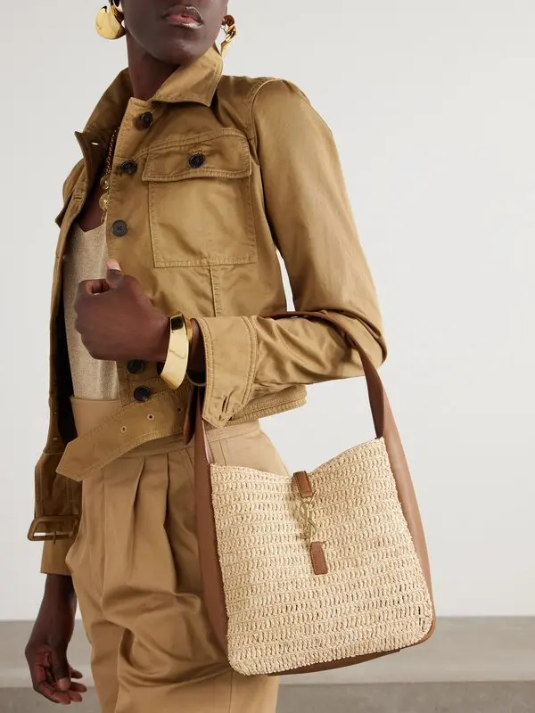 Saint Laurent Le 5 À 7 Bea Small Raffia Shoulder Bag - Neutrals