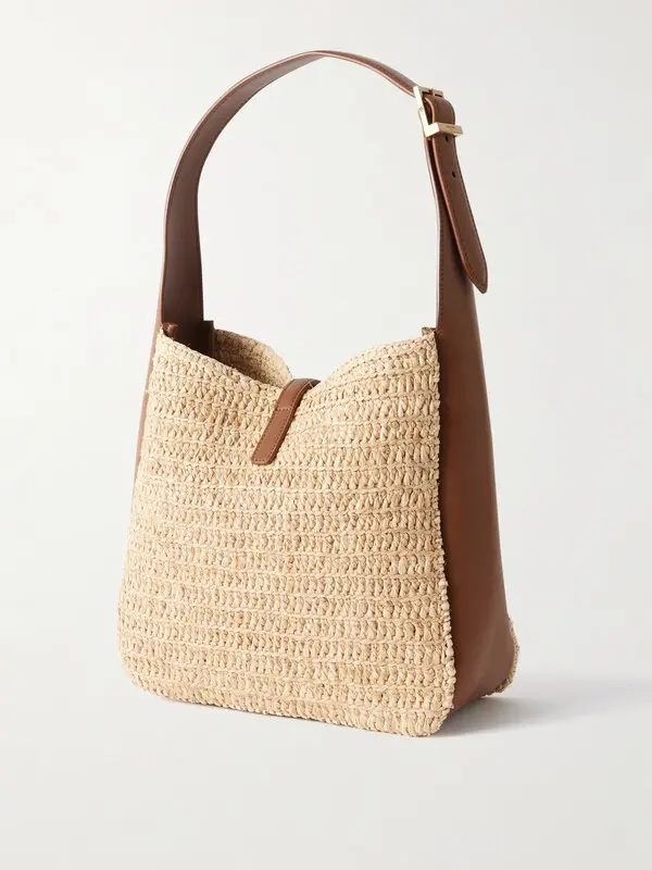 Saint Laurent Le 5 À 7 Bea Small Raffia Shoulder Bag - Neutrals