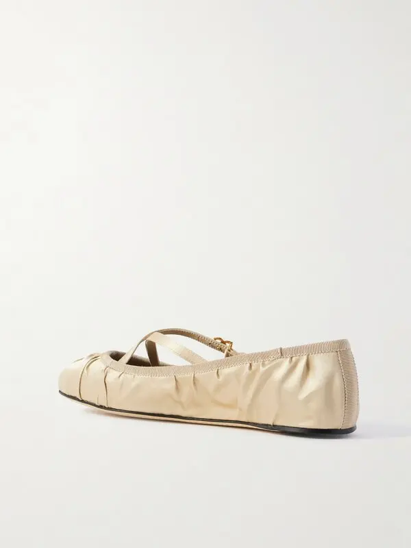 Dolce & Gabbana Gathered Satin Mary Jane Ballet Flats - Neutrals