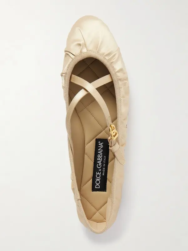 Dolce & Gabbana Gathered Satin Mary Jane Ballet Flats - Neutrals
