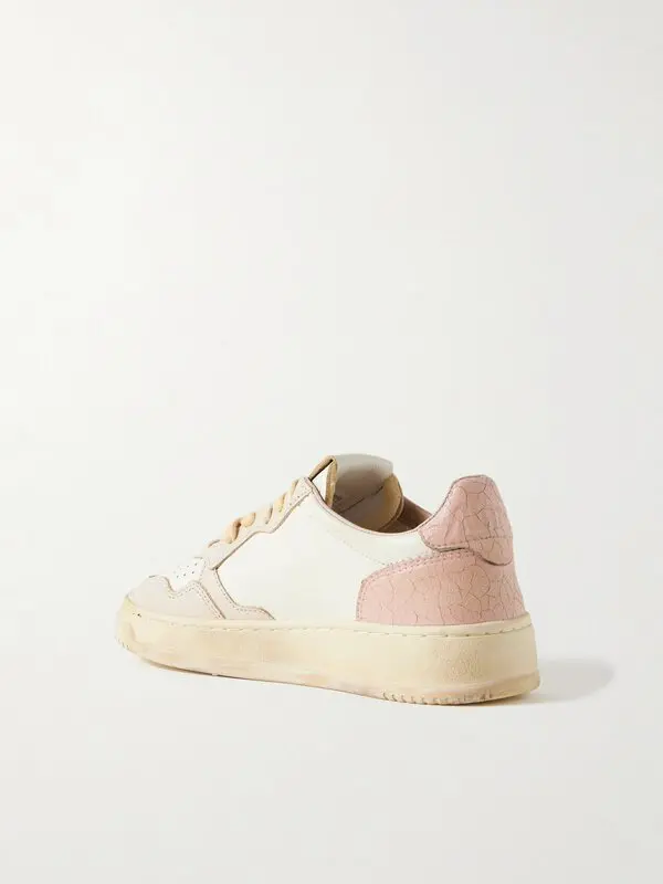 AUTRY Distressed Paneled Leather Sneakers