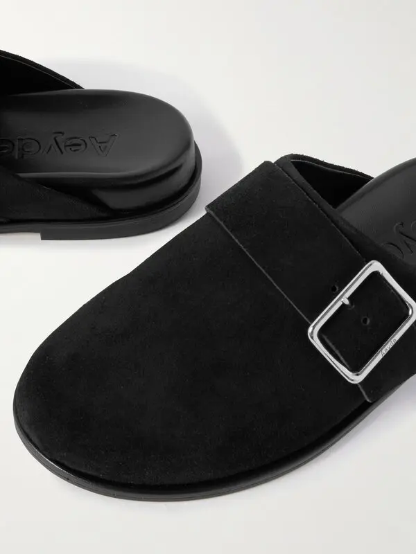 AeydĒ Finja Buckled Suede Mules