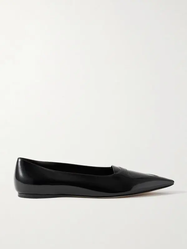 THE ROW Viv Glossed-leather Ballet Flats