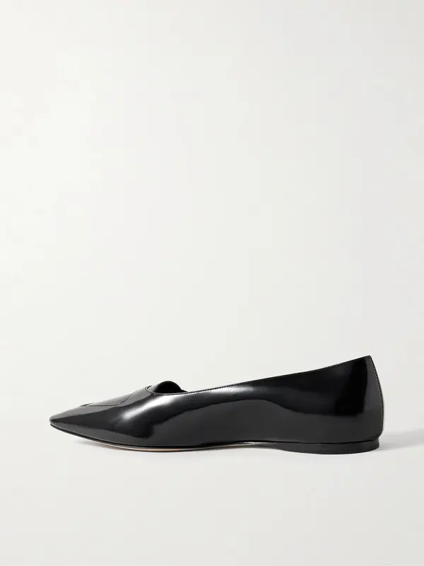 THE ROW Viv Glossed-leather Ballet Flats