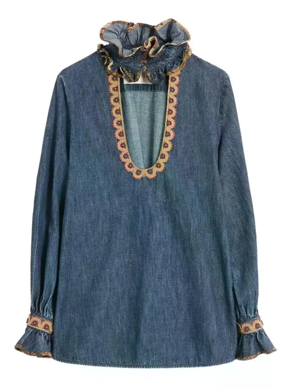 Valentino Garavani Embroidered Chambray Blouse