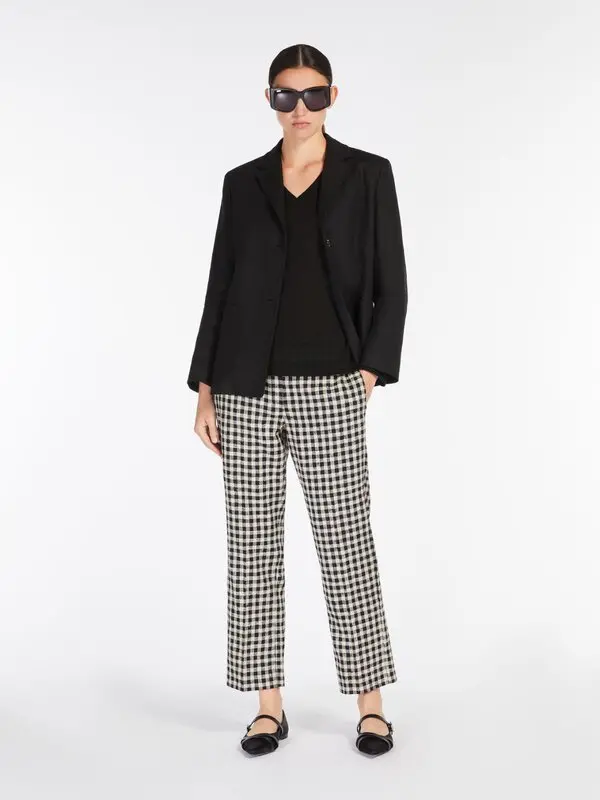 Max Mara Gingham Cotton-silk Trousers