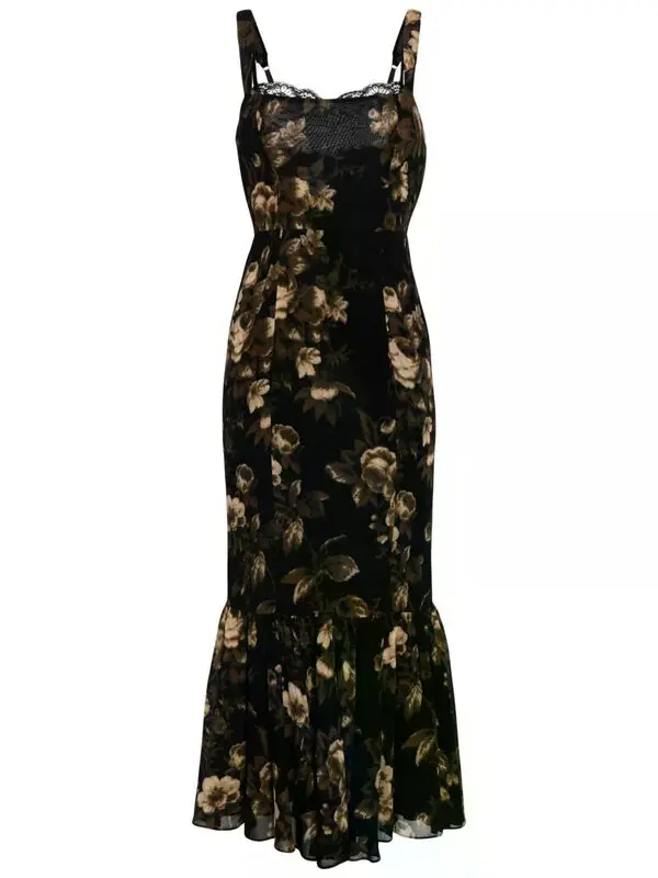 REFORMATION Irisa Floral-print Midi Dress - Black