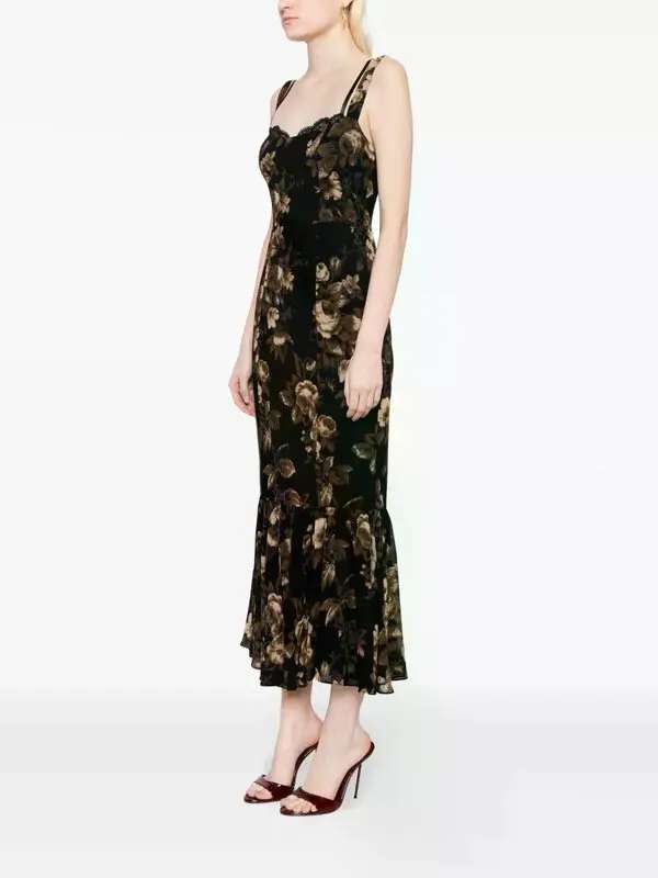 REFORMATION Irisa Floral-print Midi Dress - Black
