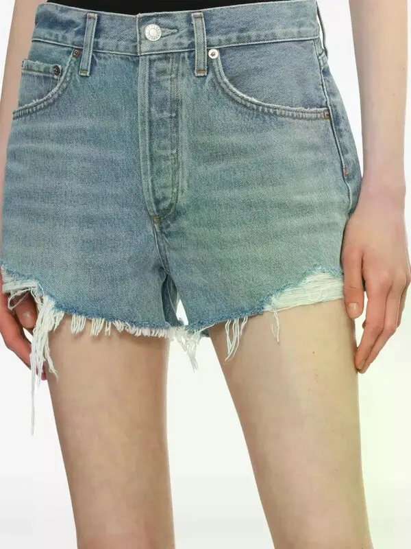 AGOLDE Ripped Denim Shorts - Blue