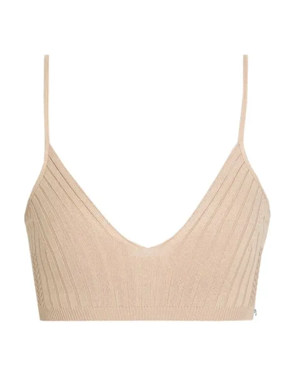 OTTOD'AME Cropped Knit Top With Deep Neckline