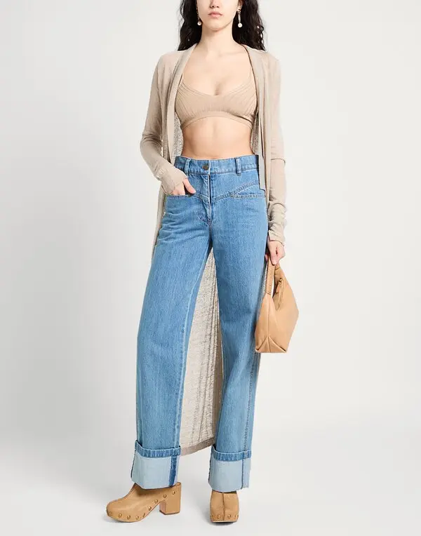 OTTOD'AME Cropped Knit Top With Deep Neckline
