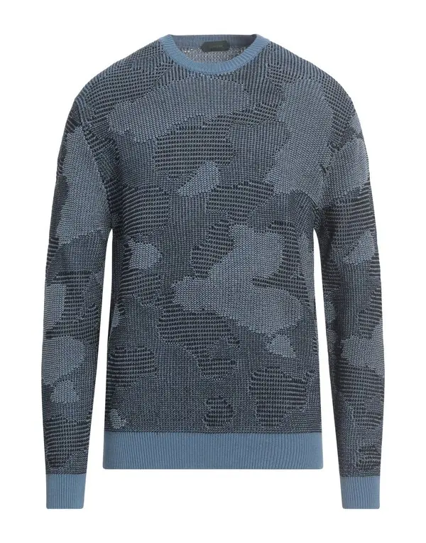 ZANONE Jacquard-knit Crewneck Sweater - Blue