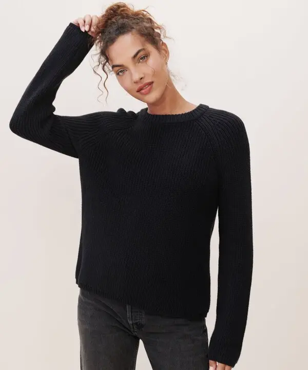 Jenni Kayne Cotton Fisherman Relaxed Sweater - White