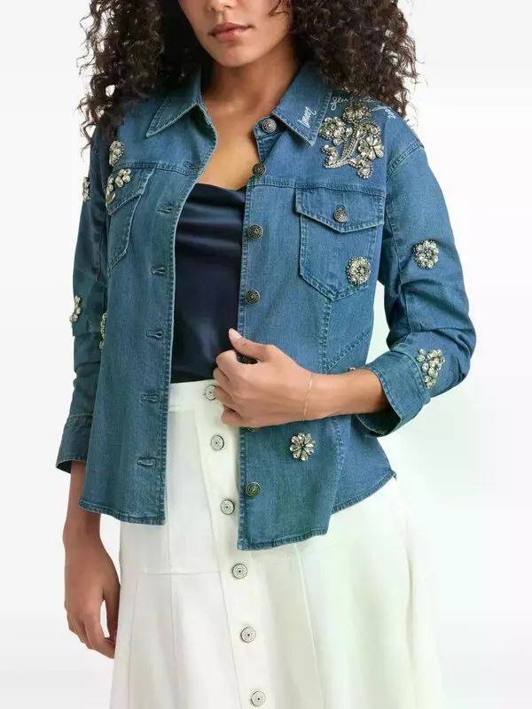 Cinq À Sept Crystal-embellished Denim Jacket