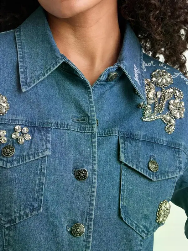Cinq À Sept Crystal-embellished Denim Jacket