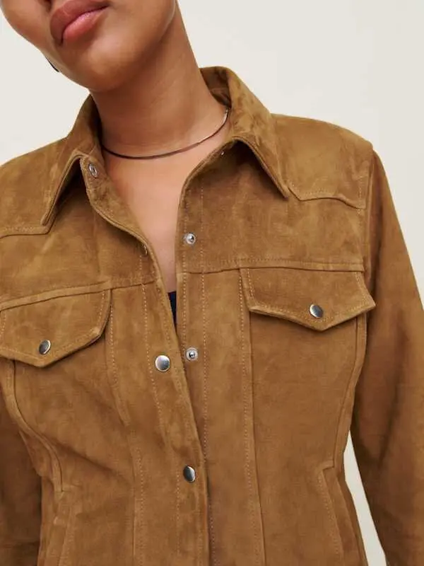 REFORMATION Veda Skylar Suede Shirt Jacket