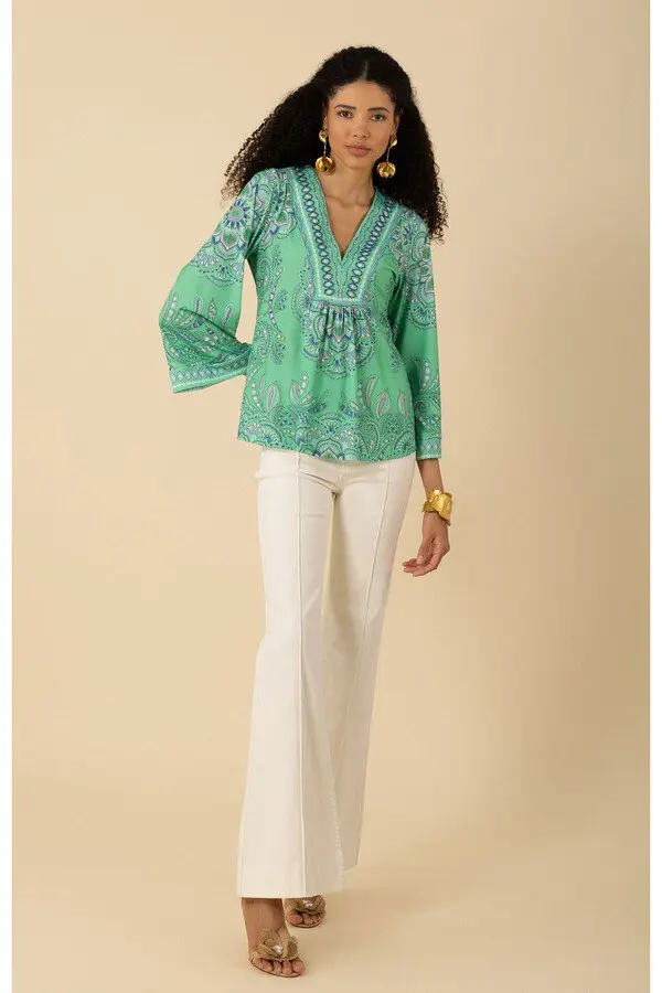 Hale Bob Kimber Beaded Top - Green