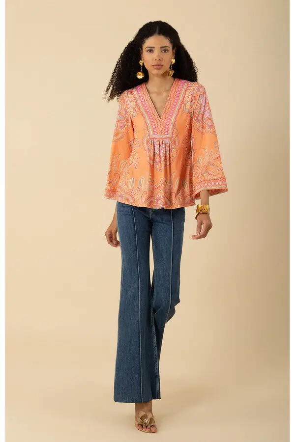 Hale Bob Kimber Beaded Top - Orange