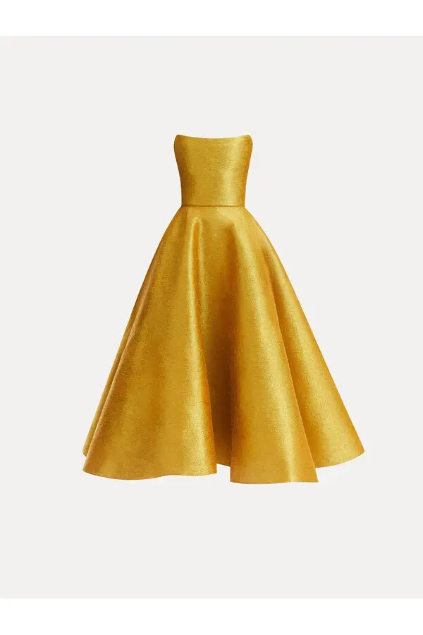 Oscar De La Renta Gold Dress Dresses | Editorialist