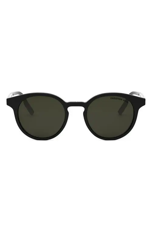 Dior Tag R1i 49mm Round Sunglasses - Shiny Black / Green