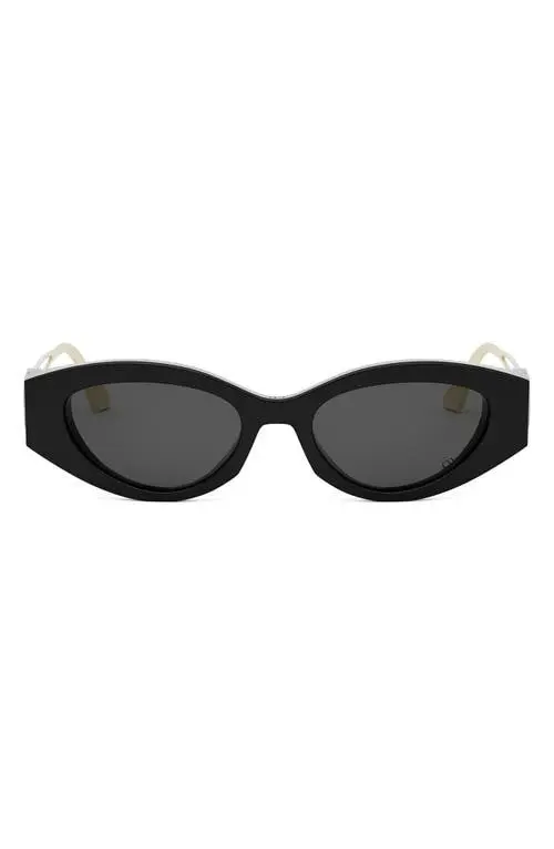 Dior 30montaigne B6i 51mm Oval Sunglasses - Shiny Black / Smoke