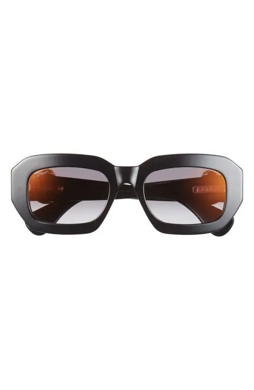 Cartier 52mm Square Frame Sunglasses - Black