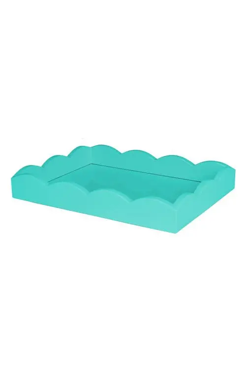 ADDISON ROSS LONDON Scalloped Wood Tray - Turquoise