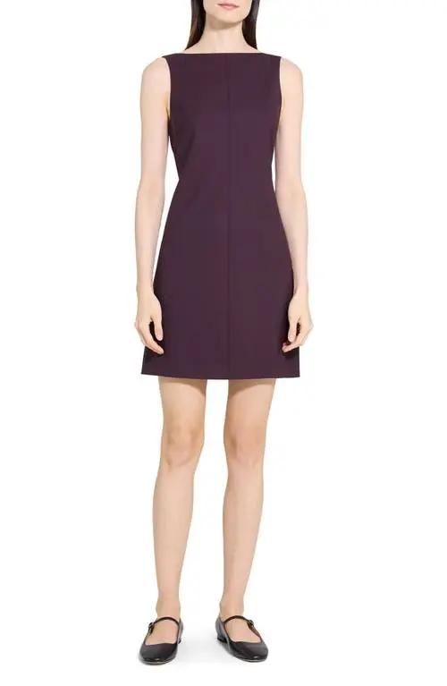 Theory Boat Neck Stretch Wool Minidress