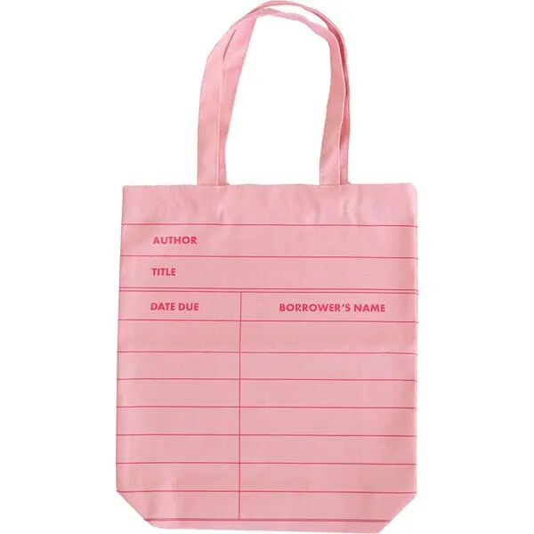 JOLLITY & CO Book Club Library Small Canvas Tote Bag - Pink