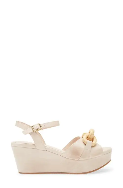 CHOCOLAT BLU Chain Ankle Strap Wedge Sandal - White Sand Leather