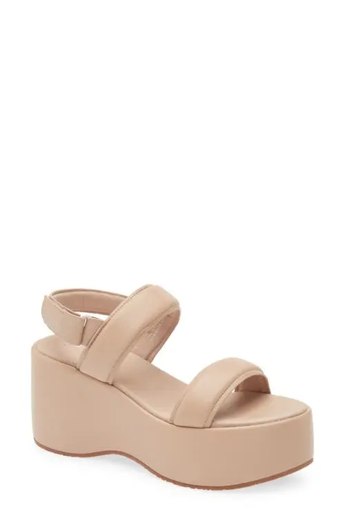 CHOCOLAT BLU Kande Slingback Platform Wedge Sandal - Beige Leather
