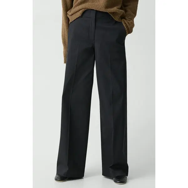 Theory Classic Stretch Cotton Wide Leg Trousers