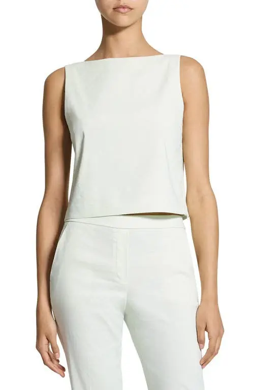 Theory Boat Neck Sleeveless Shell - Light Sea Glass