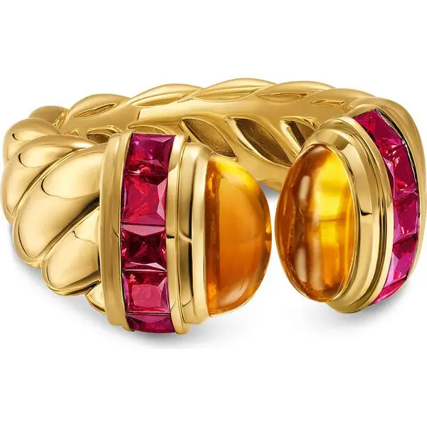 David Yurman Sculpted Cable Open Cocktail Ring - Madeira Citrine