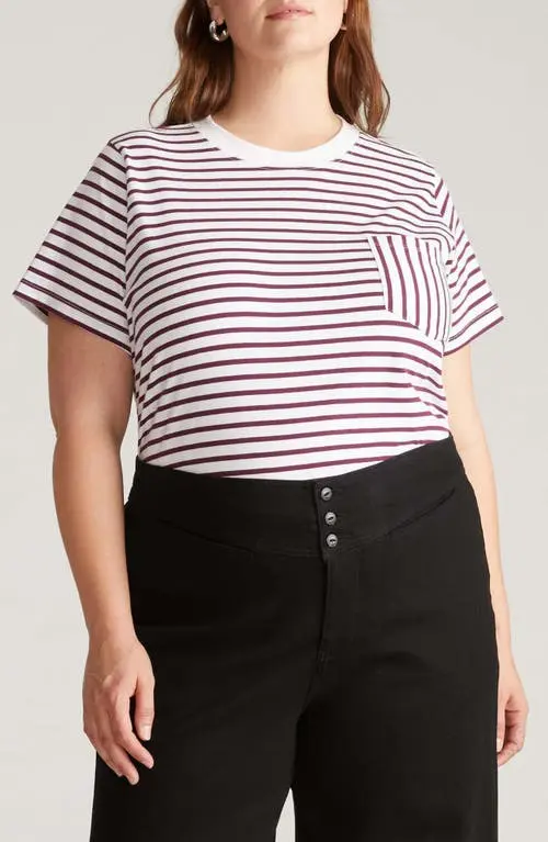 Universal Standard Breton Stripe T-shirt - White/gamay
