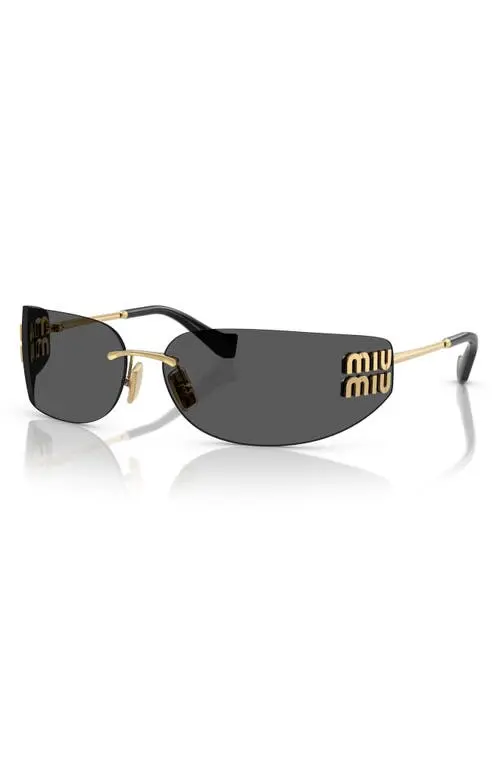 Miu Miu 75mm Oversized Rectangle Sunglasses - Gold/dark Grey
